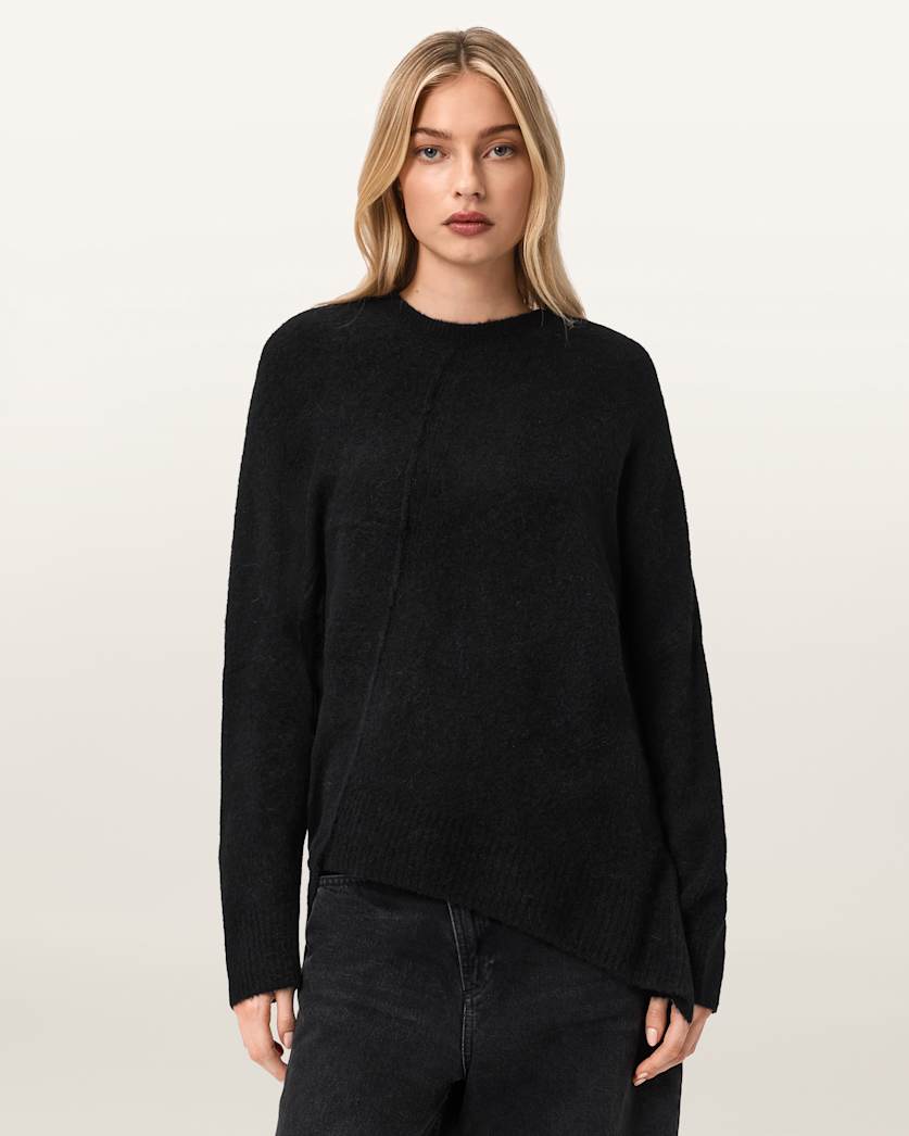 Lock Crew Neck Jumper Black | ALLSAINTS